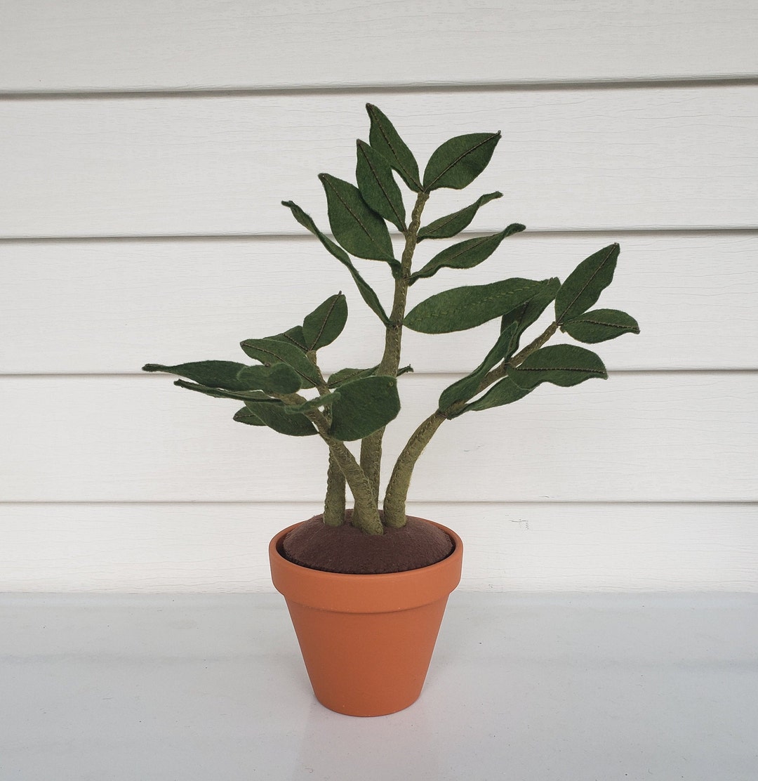 Felt ZZ Plant, Faux Zamioculcas Zamiifolia, Fabric Houseplant, Textile ...