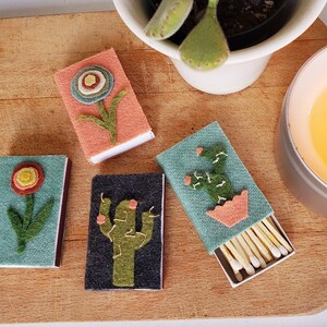 Cacti and Flowers Decorative Match Boxes, Handmade Felt Covered Match ...