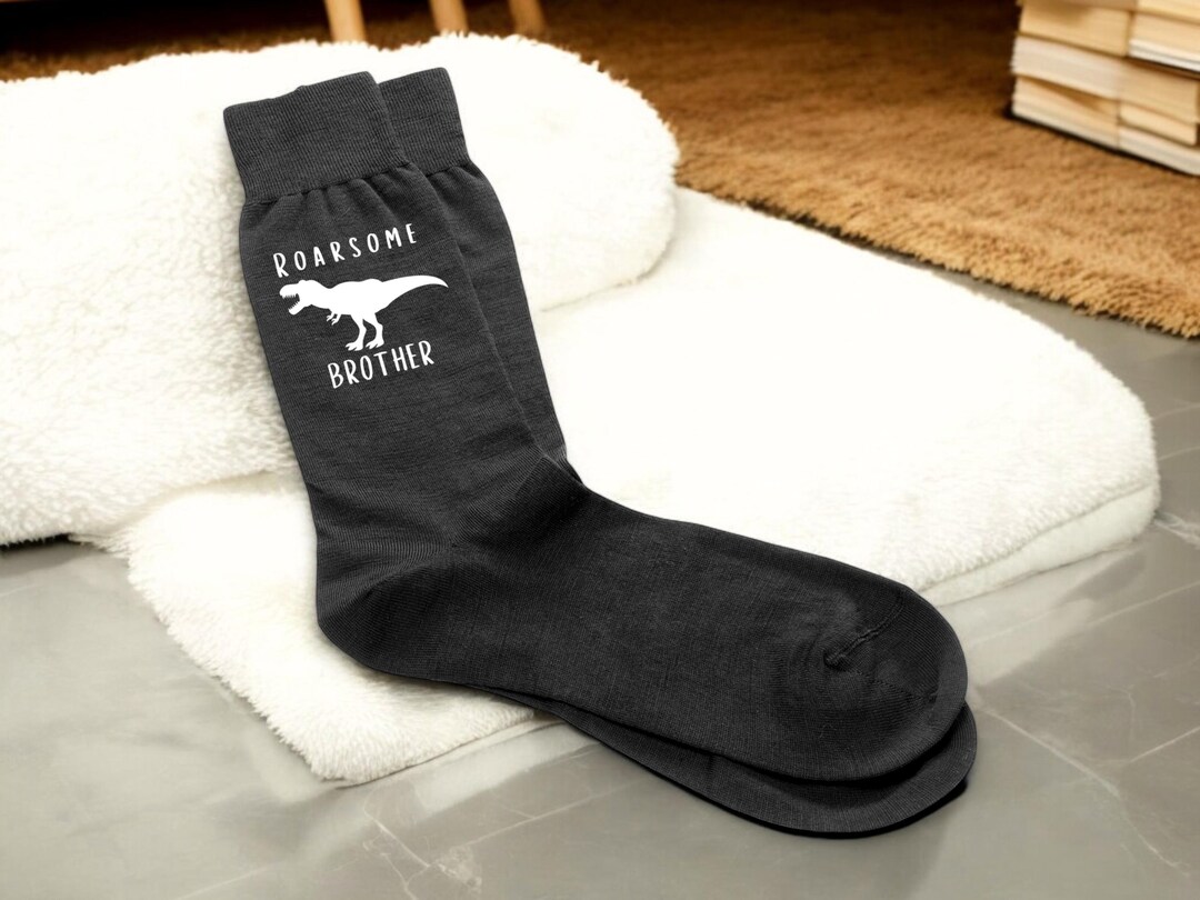 Men's Black Roarsome Brother Socks - Funny Christmas Gift Idea for ...