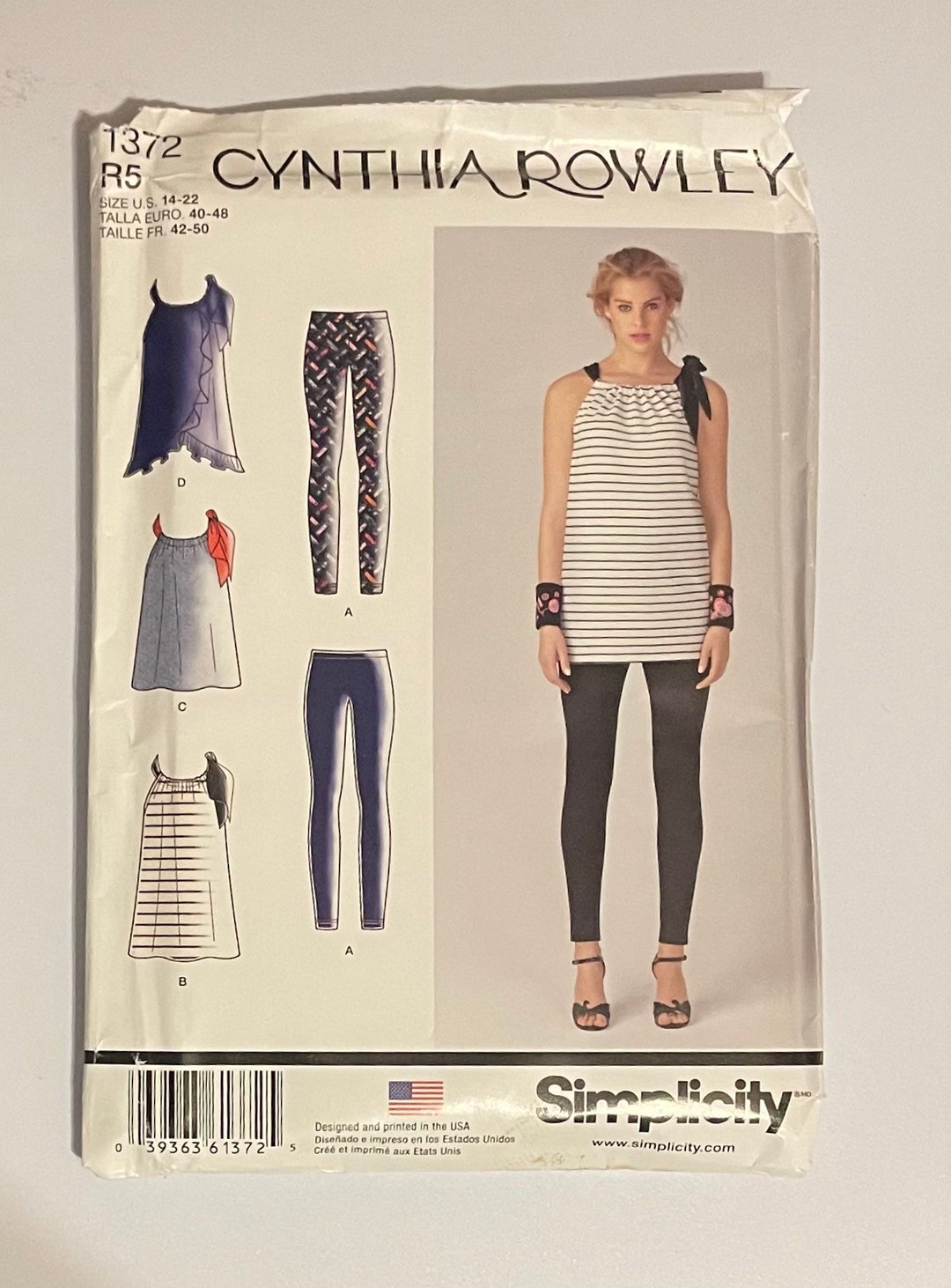 Simplicity 1372 Sewing Pattern Cynthia Rowley Ladies Leggings and Top Uncut FREE SHIPPING - Etsy