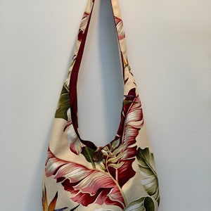 Hawaiian Barkcloth Shoulder Bag: Bird of Paradise & Banana Leaf Print ...
