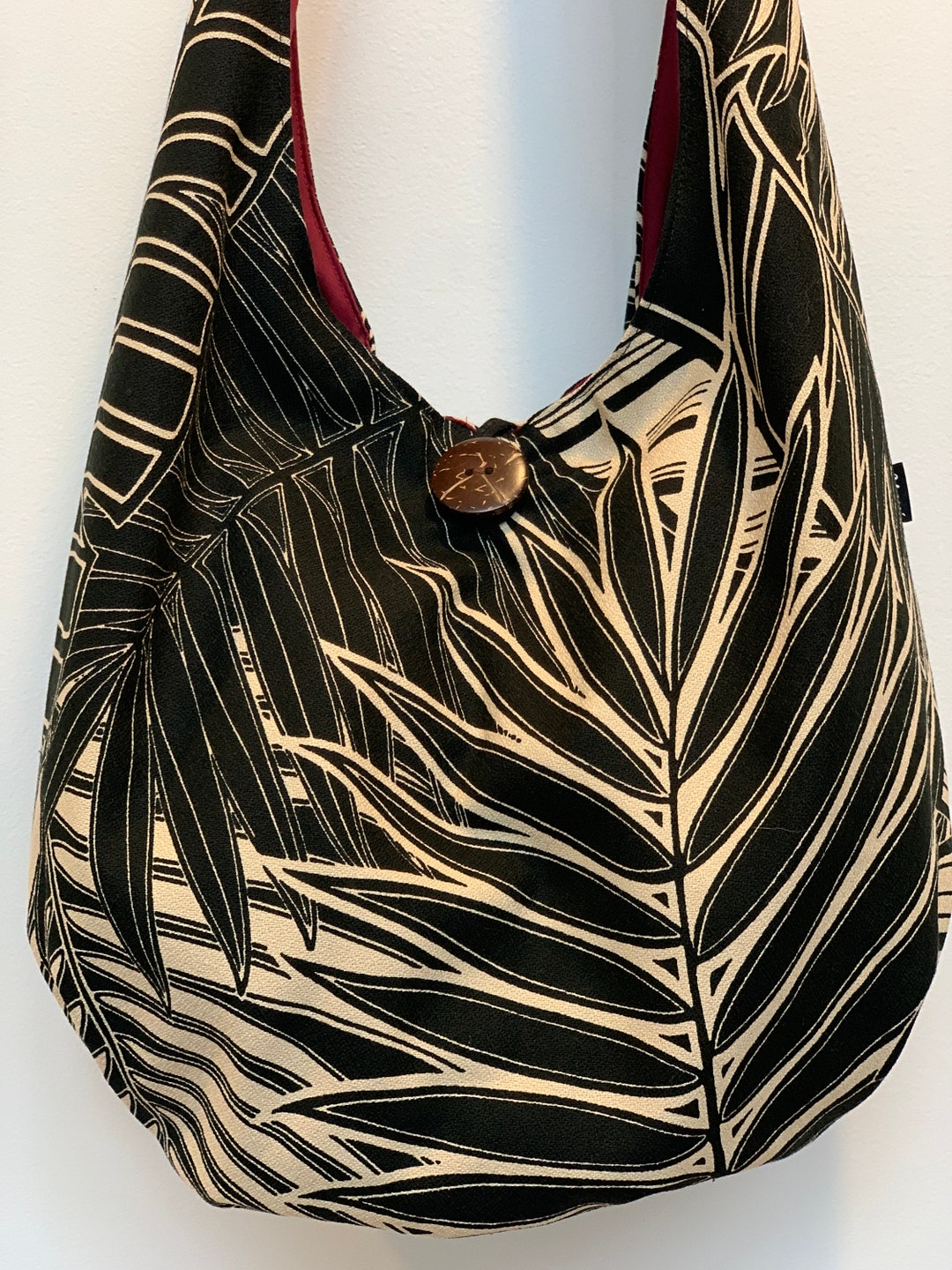 Hawaiian Barkcloth Shoulder Bag: Handmade Tropical Foliage Print ...