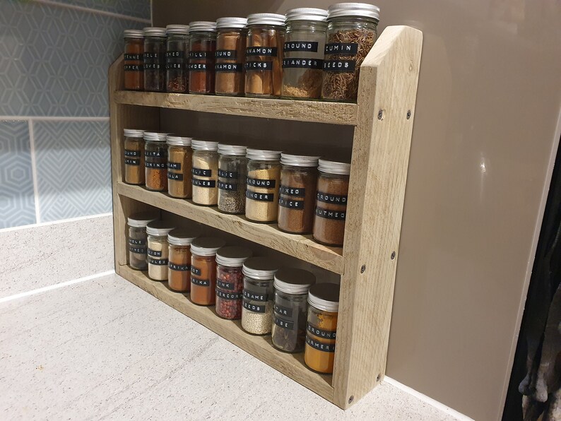 Counter top wooden rustic spice rack with or without Jars | Etsy