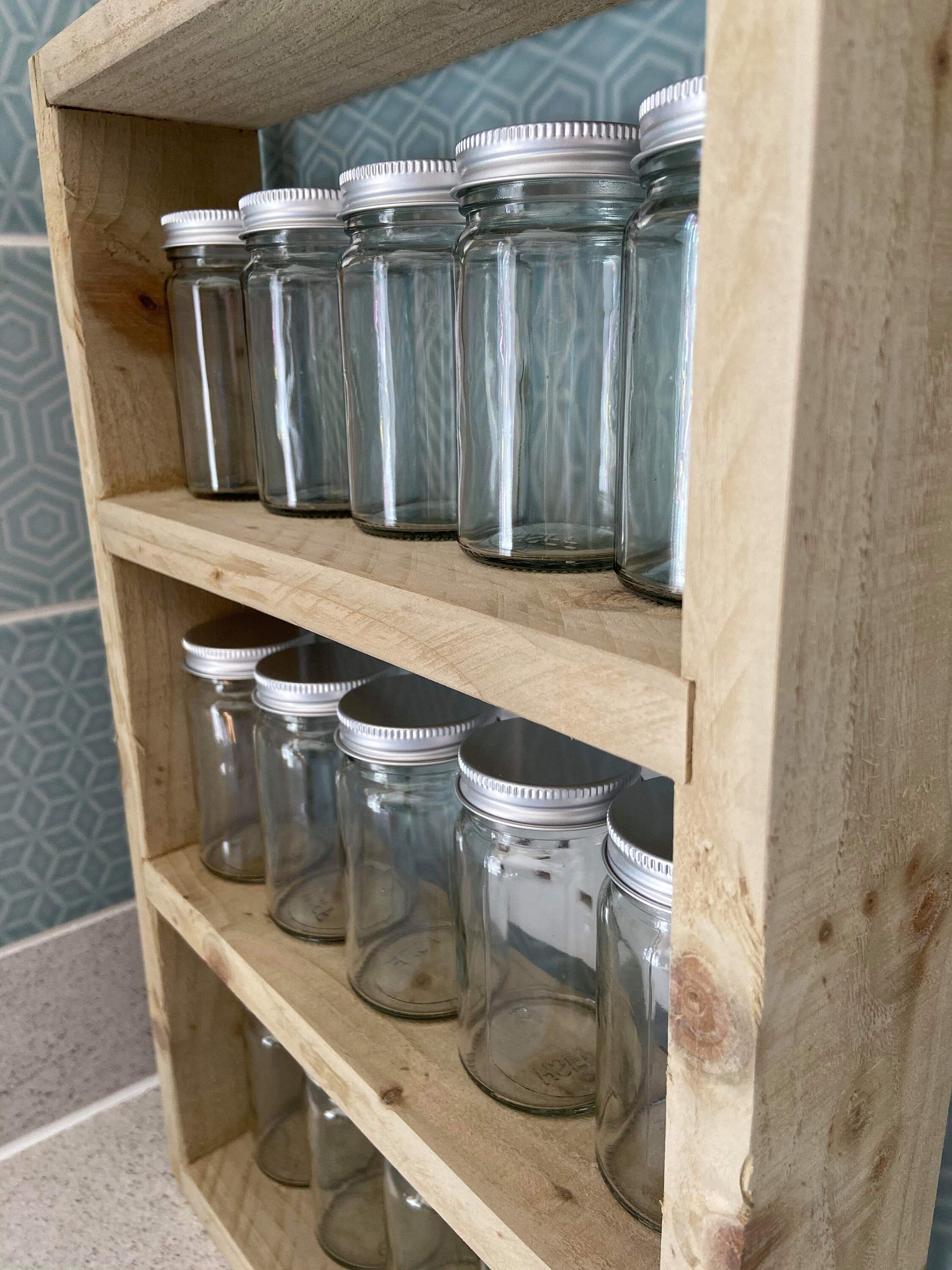 Slimline wall mounted or freestanding wooden rustic spice rack | Etsy