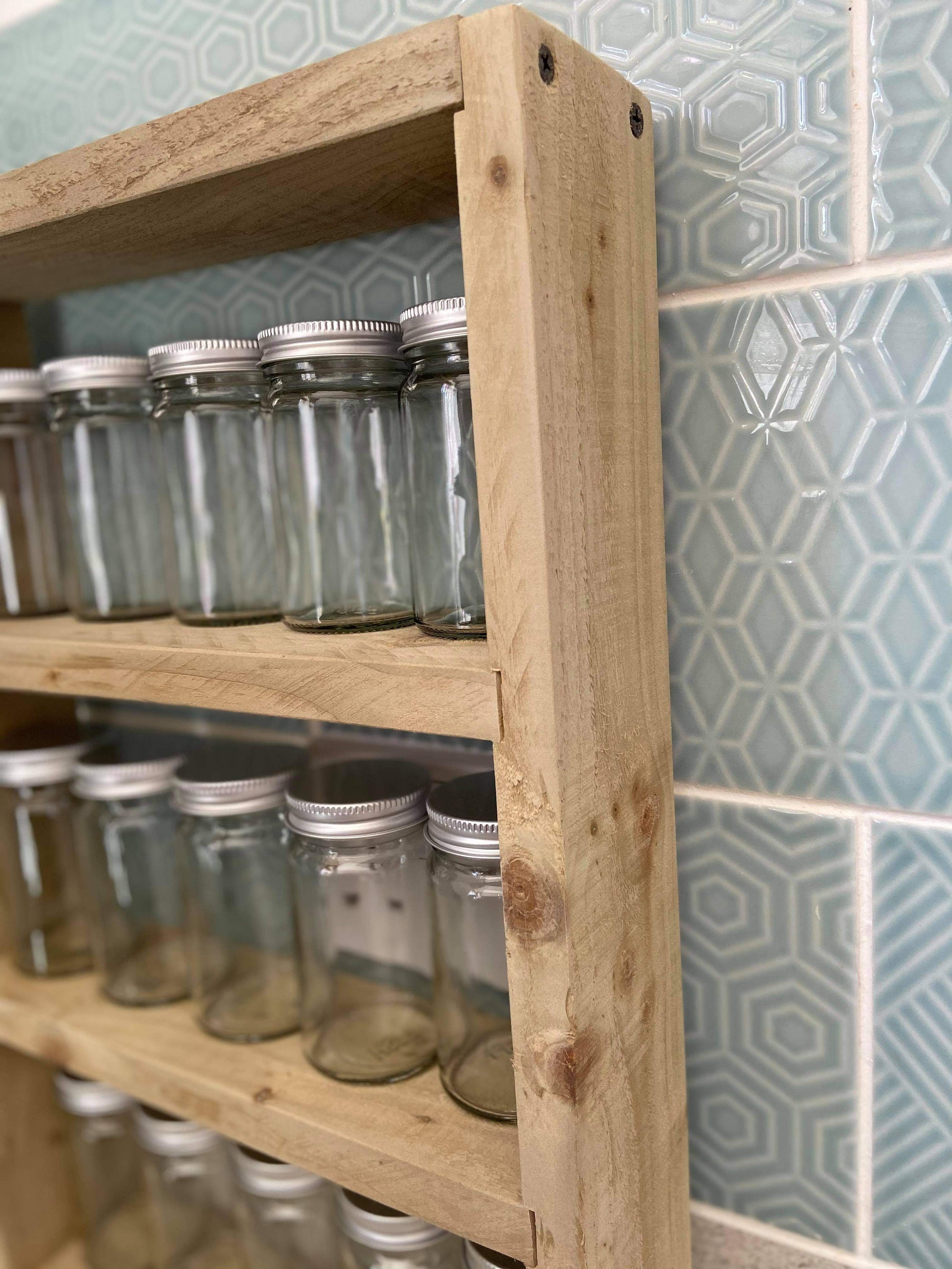 Slimline Wall Mounted Wooden Rustic Spice Rack With or Without | Etsy UK