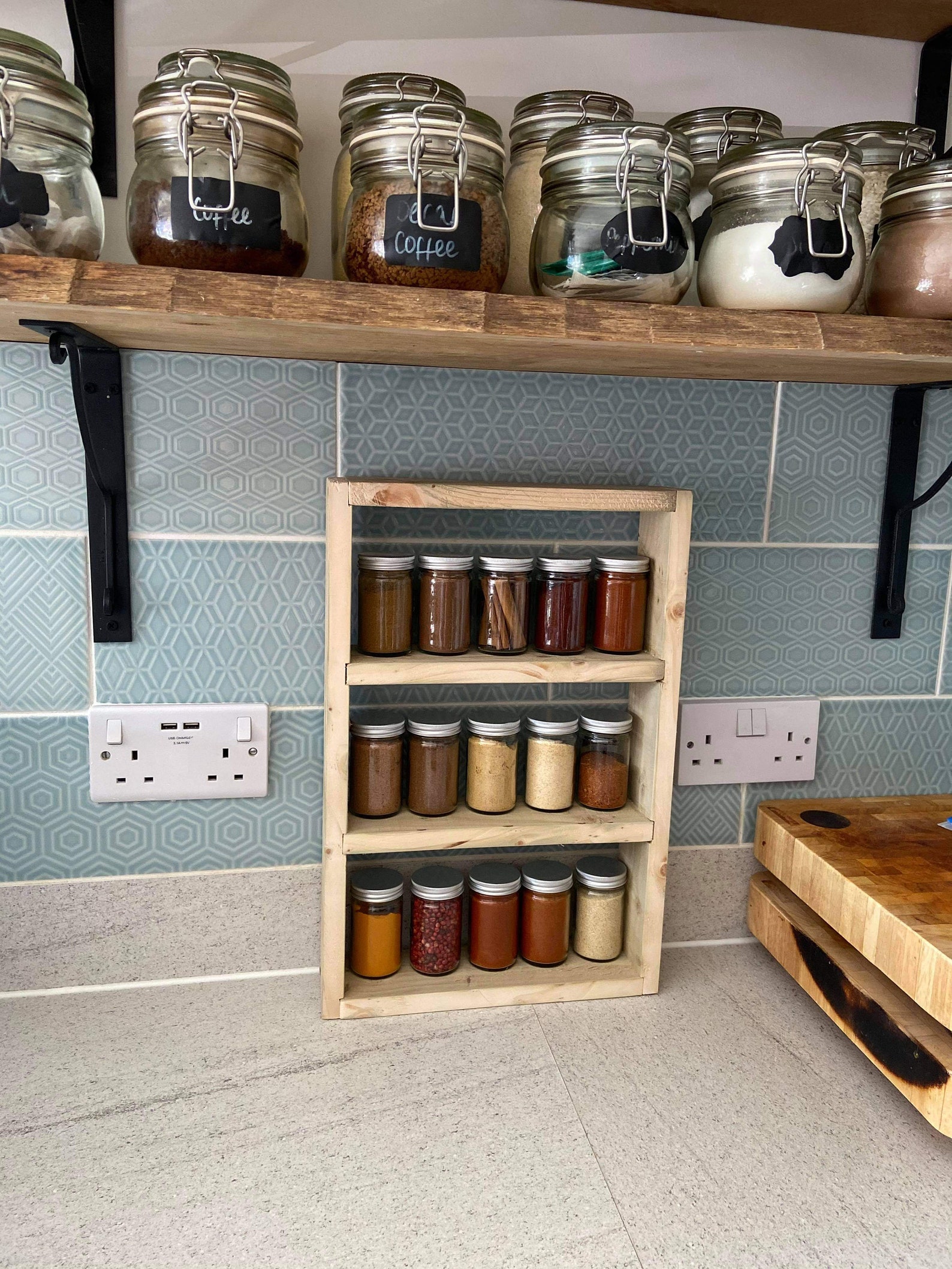 Slimline Wall Mounted Wooden Rustic Spice Rack With or Without | Etsy UK
