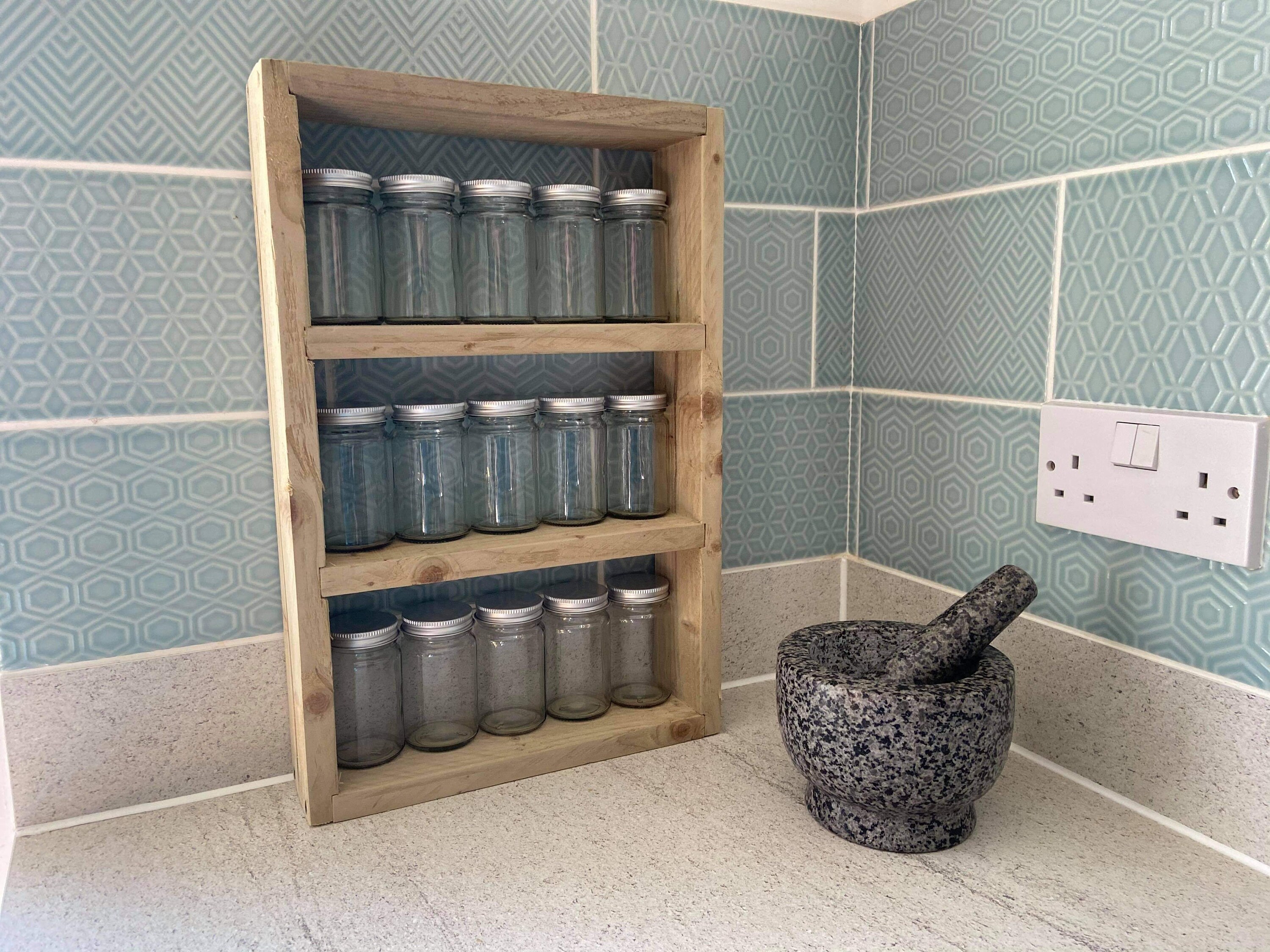Slimline Wall Mounted Wooden Rustic Spice Rack With or Without | Etsy UK