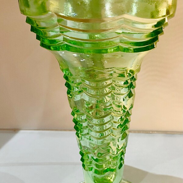 Green Depression Glass Vases - Etsy
