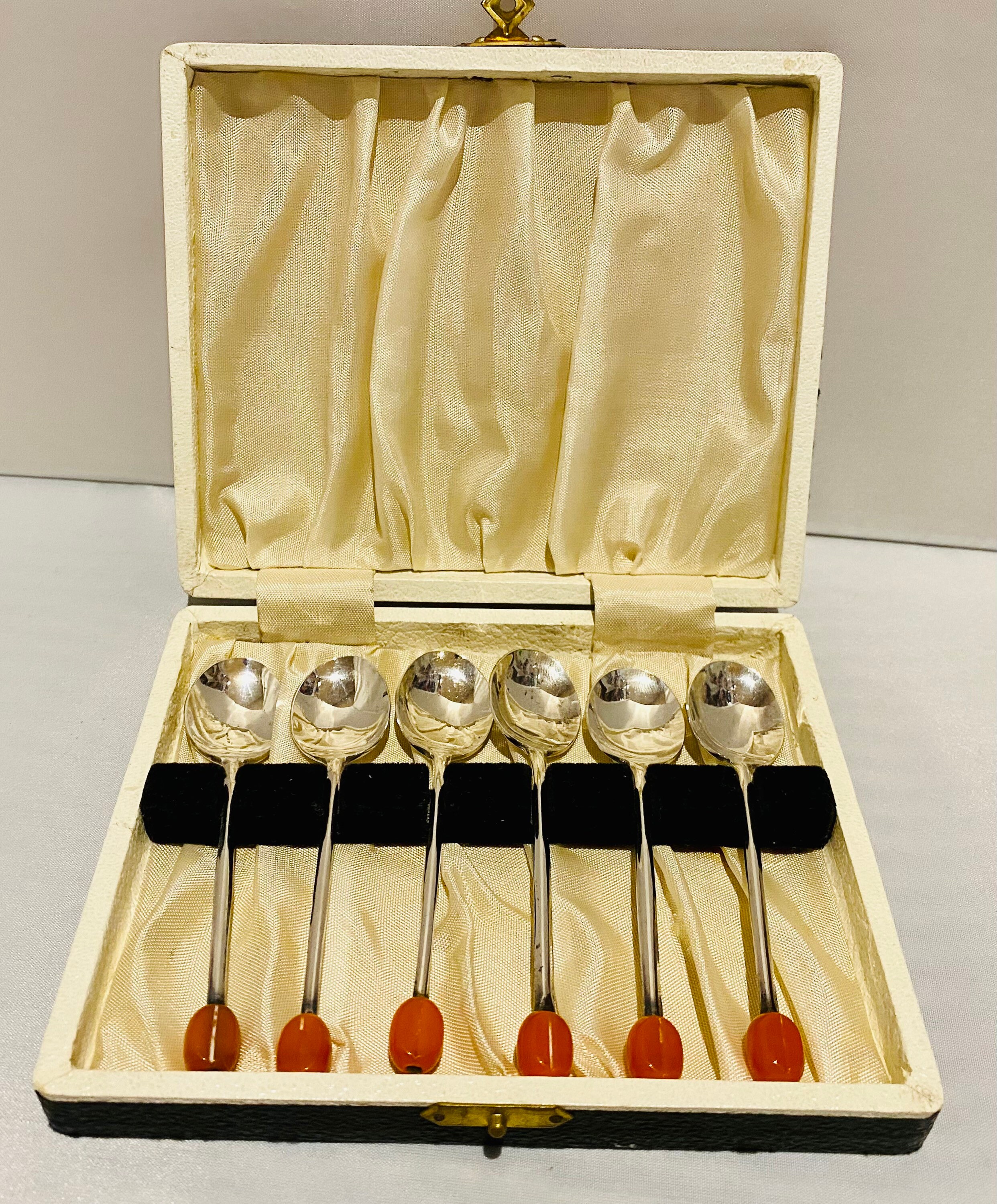 Lovely Vintage Set of Coffee Bean Spoons in Original Box - Etsy