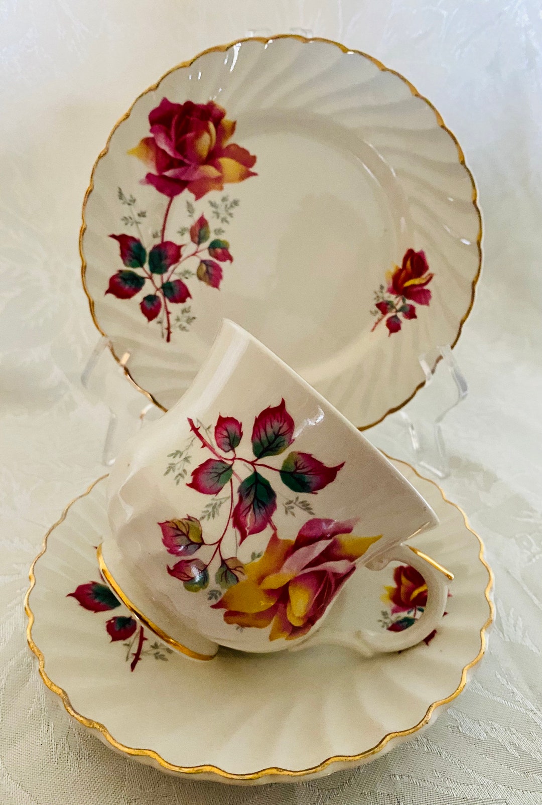 Old Foley Roses Cup Saucer and Plate Set - Etsy Australia