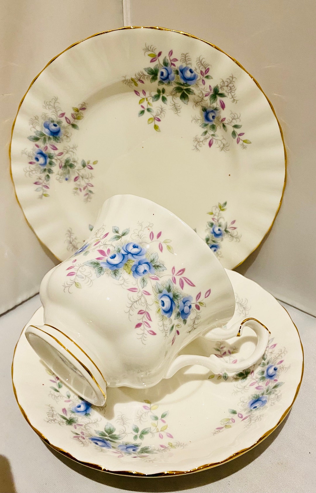 Royal Albert Blue Blossom Cup Saucer and Plate Set - Etsy