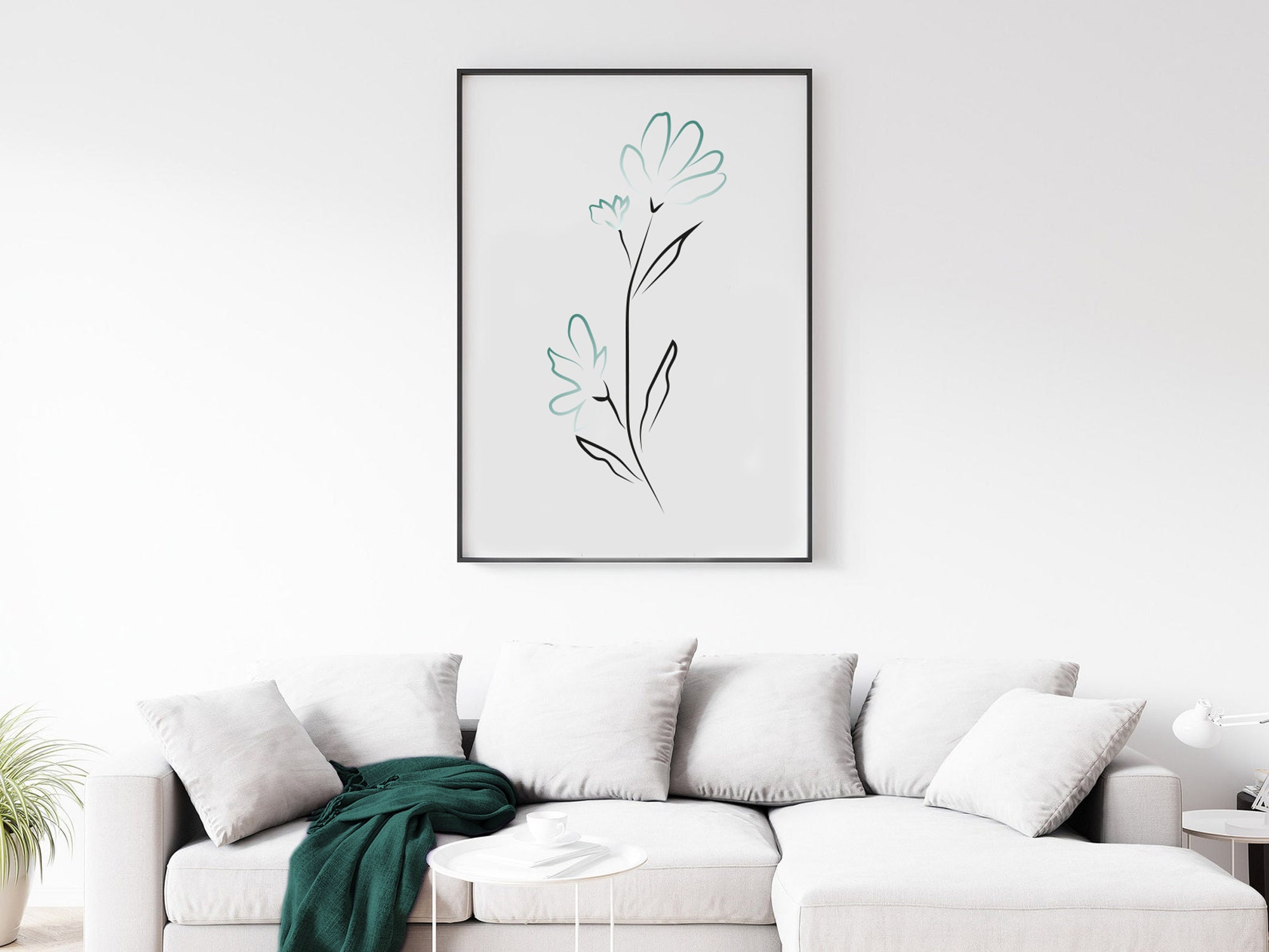 Flower Line, Minimal Flower Line, Flower Line Poster, Minimalist Print ...