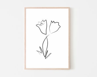 Flower Line, Minimal Flower Line, Flower Line Poster, Minimalist Print ...