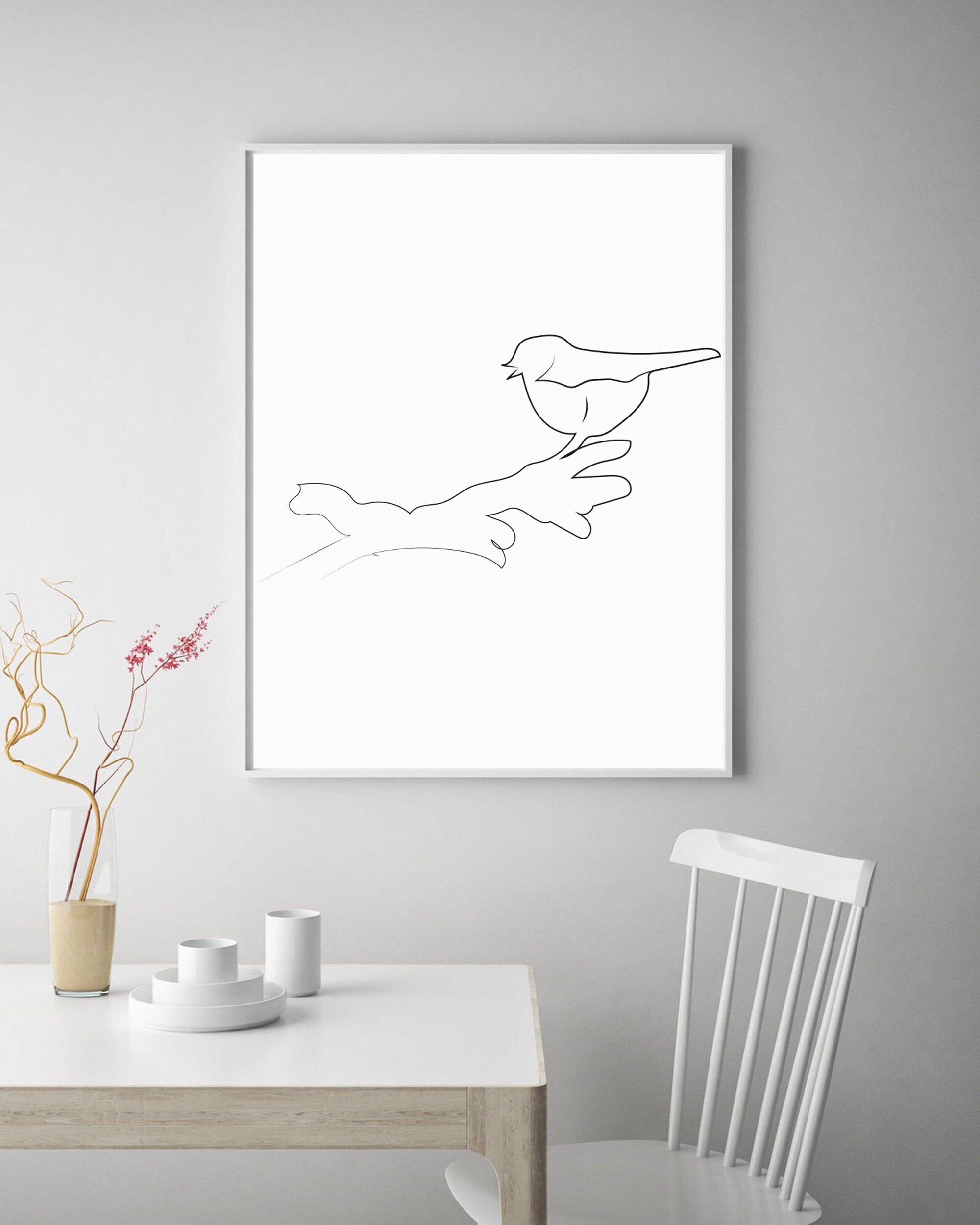 Bird One Line, Minimal Bird Line, Bird Line Poster, Minimalist Print ...