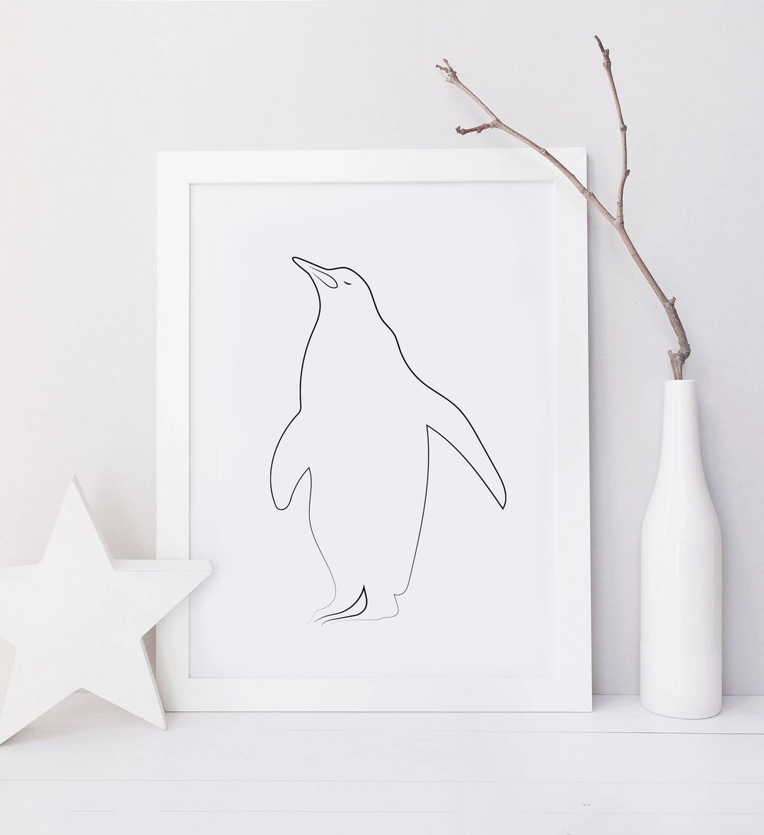 Penguin One Line, Minimal Penguin Line, Penguin Line Poster, Minimalist ...