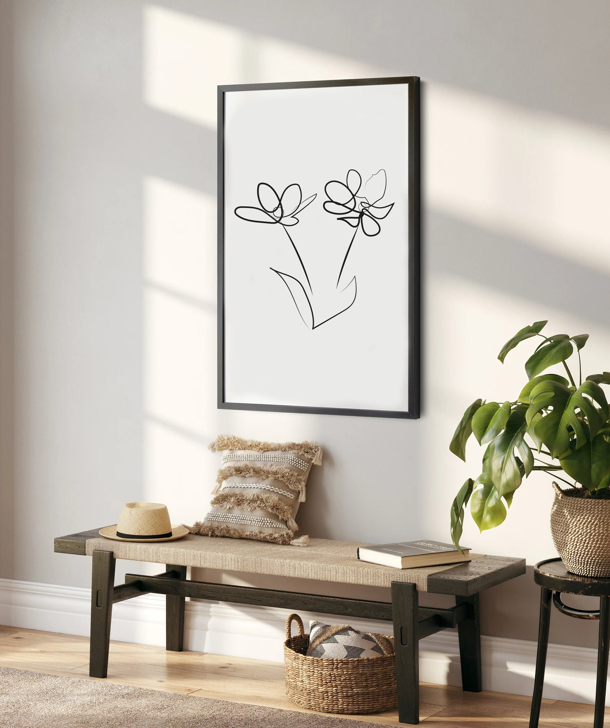 Flower Line, Minimal Flower Line, Flower Line Poster, Minimalist Print ...