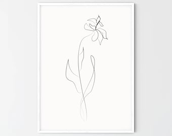 Flower Line, Minimal Flower Line, Flower Line Poster, Minimalist Print ...