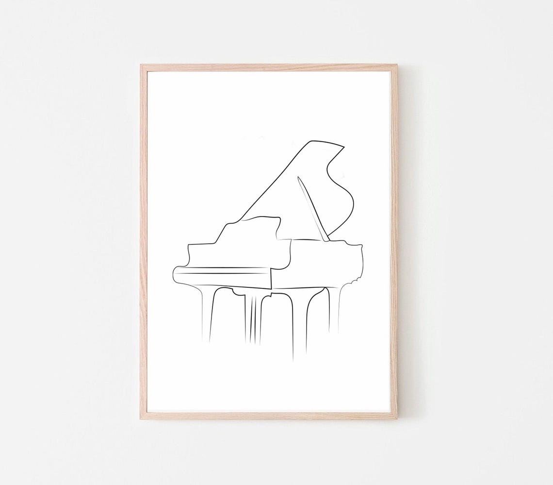 Piano One Line, Minimal Piano Line, Piano Line Poster, Minimalist Print ...