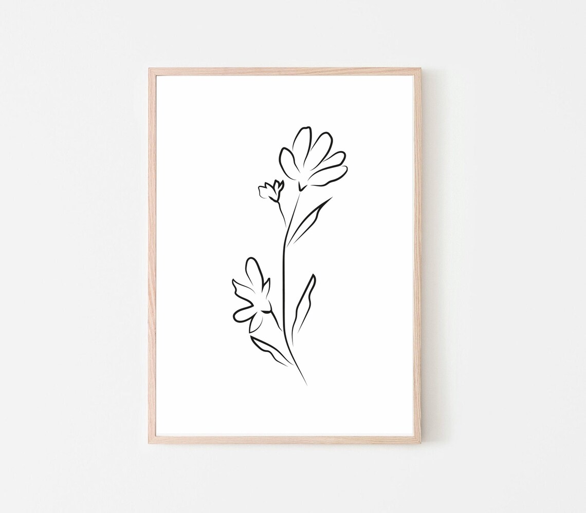 Flower Line, Minimal Flower Line, Flower Line Poster, Minimalist Print ...
