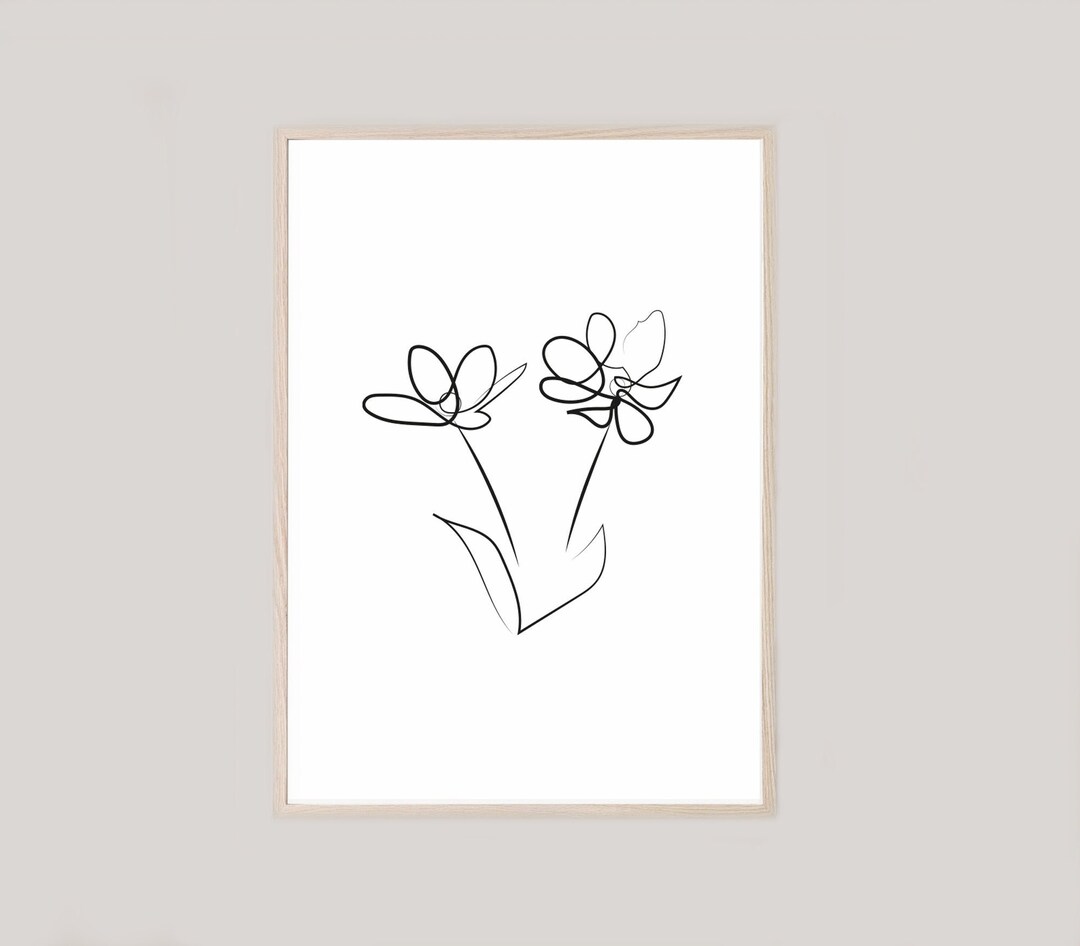 Flower Line, Minimal Flower Line, Flower Line Poster, Minimalist Print ...