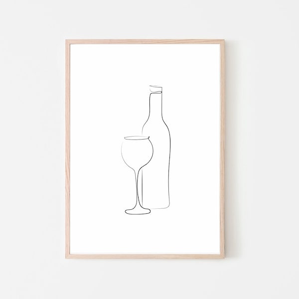 Wine Line Drawing - Etsy