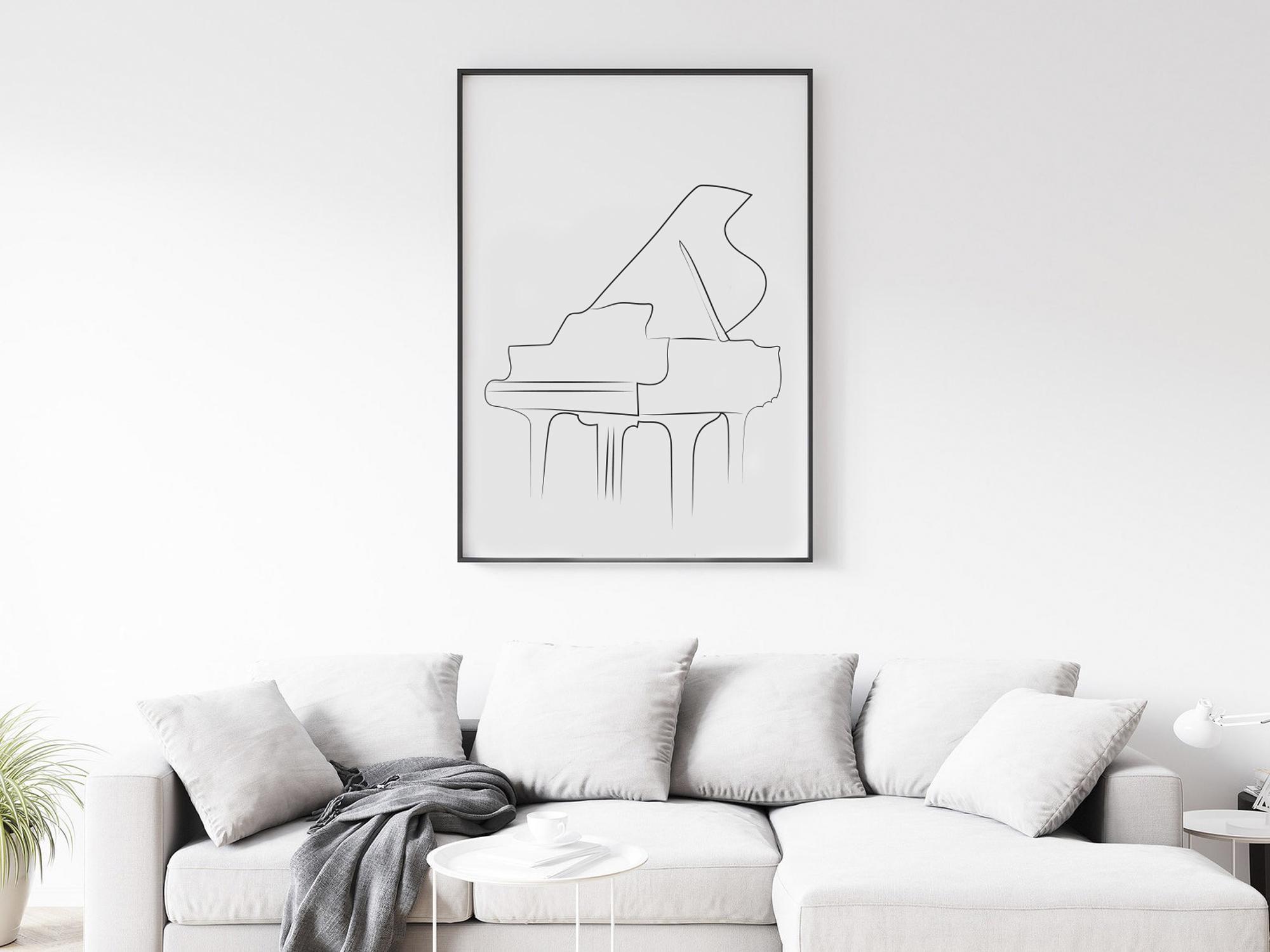 Piano One Line, Minimal Piano Line, Piano Line Poster, Minimalist Print ...