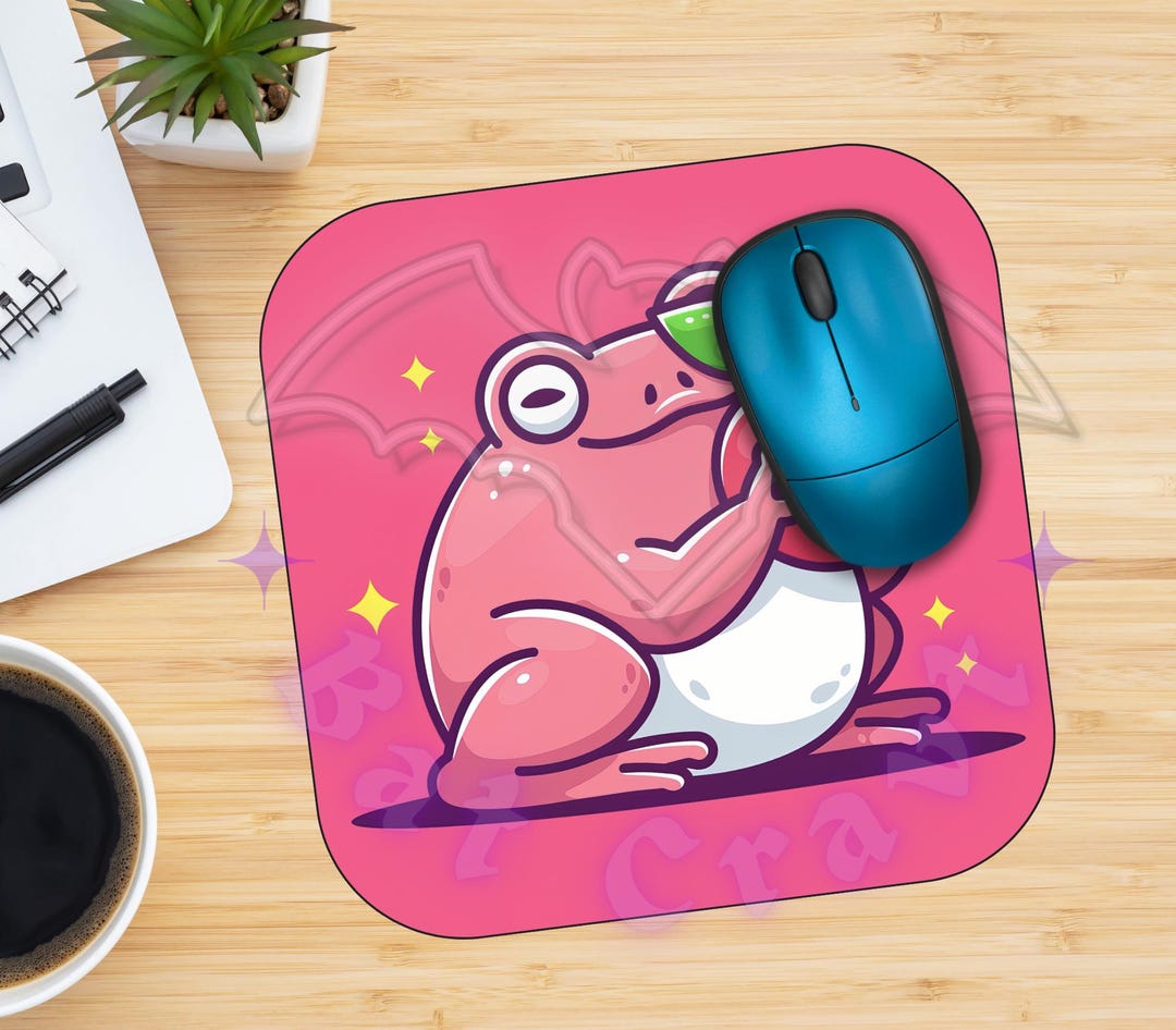 Mouse Pad Apple Frog , Cute Kawaii Chibi Frog Mouse Pad - Etsy