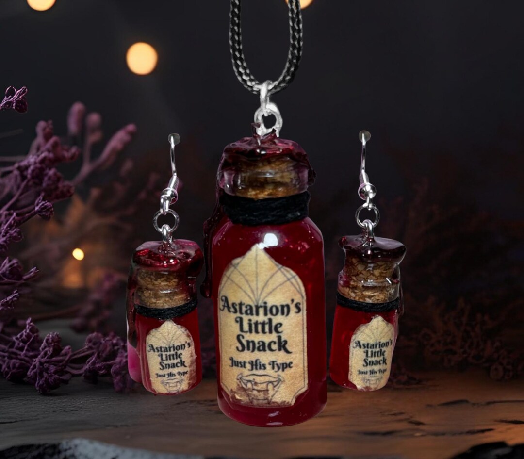 Astarion's Little Snack Potion Necklace and Earring Set: Baldurs Gate ...
