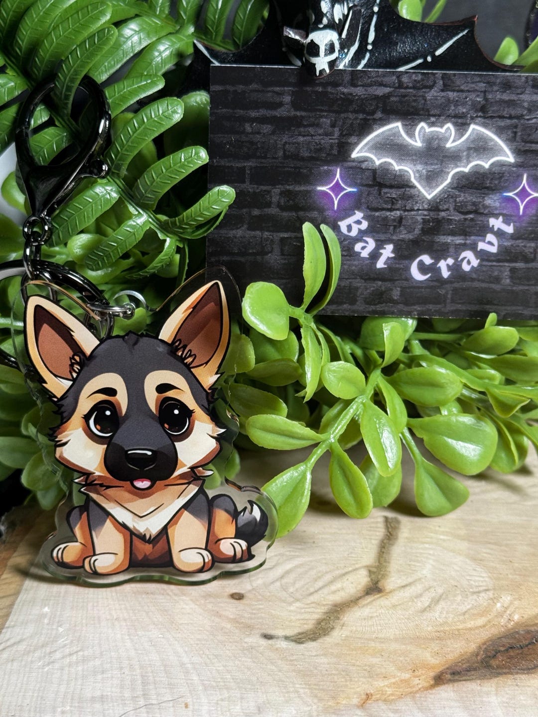 Chibi German Shepherd Keychain: Double-sided Acrylic Dog Charm - Etsy