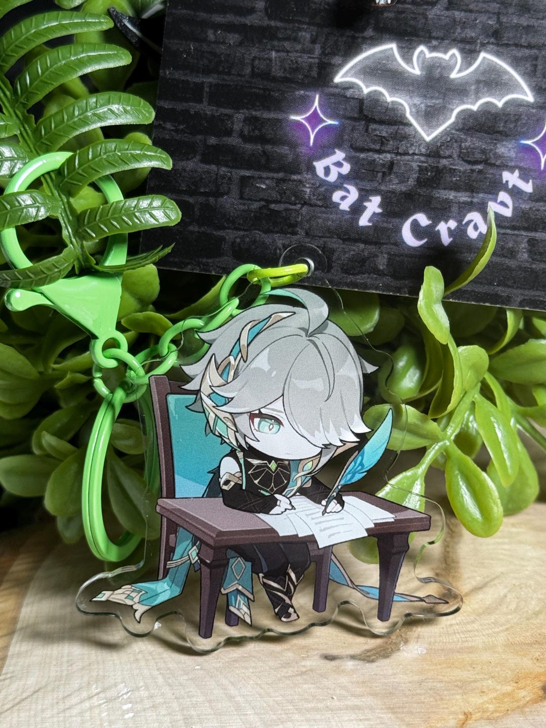 Chibi Alhaitham Inspired Keychain: Dendro Character Acrylic Charm - Etsy