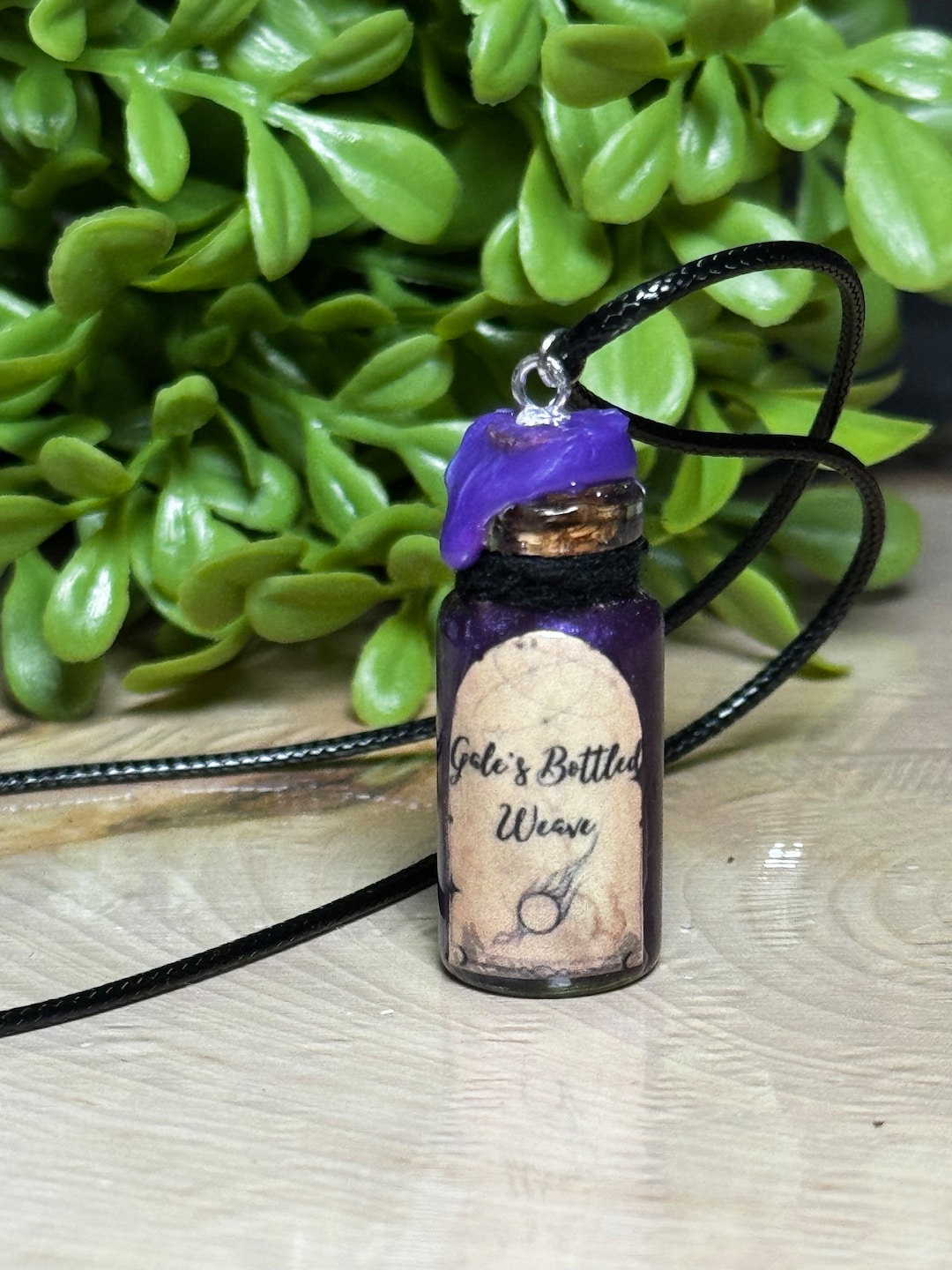 Gale's Bottled Weave Potion Necklace: Purple Shimmer, Wax Seal - Etsy