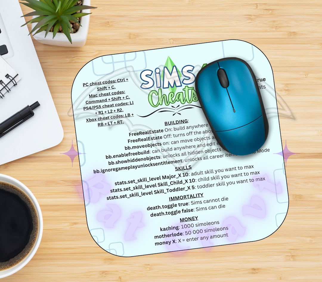 Sims 4 Cheats Mouse Pad: Cheat Sheet Gaming Accessory - Etsy
