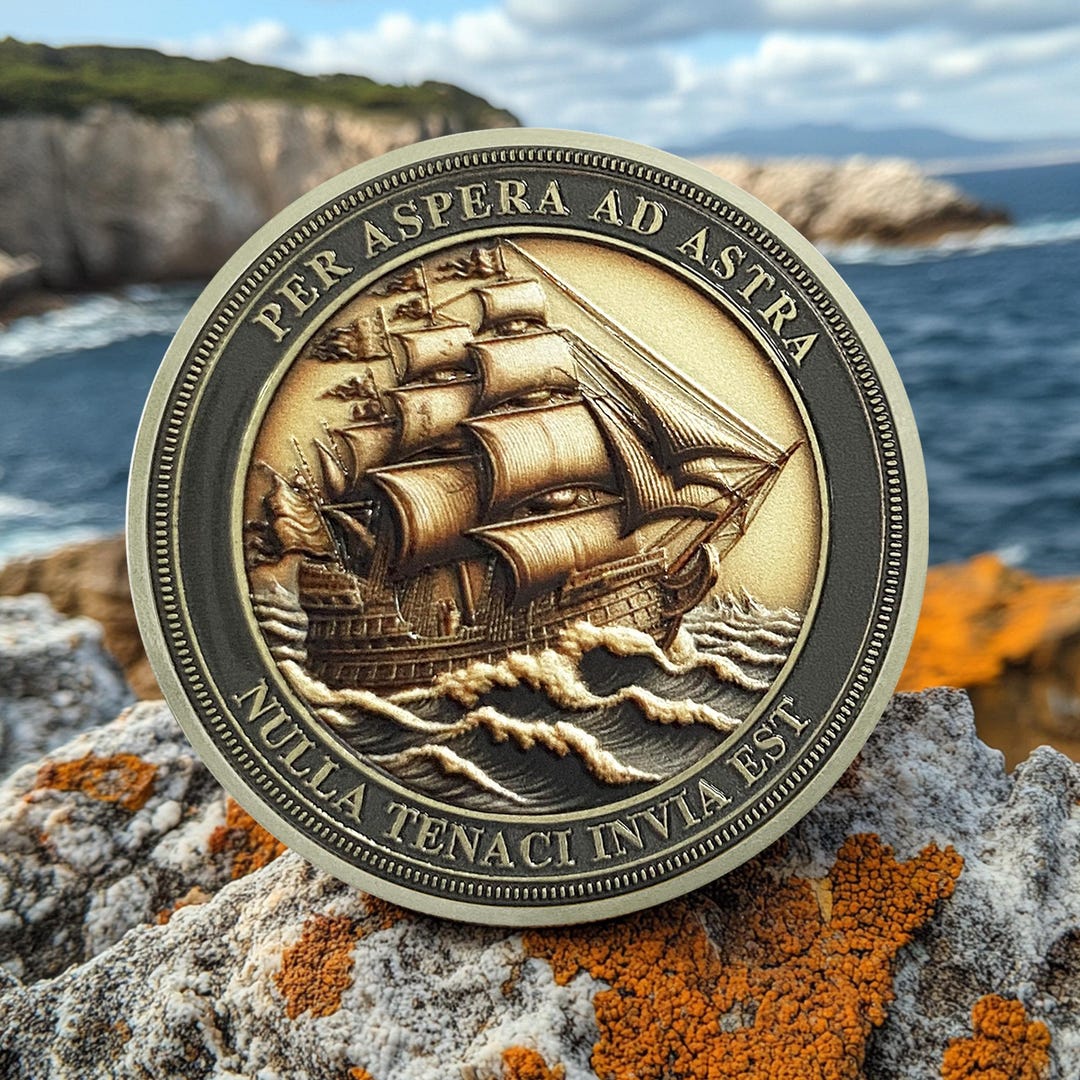Motivational Challenge Coin per Aspera Ad Astra, Antique Bronze - Etsy