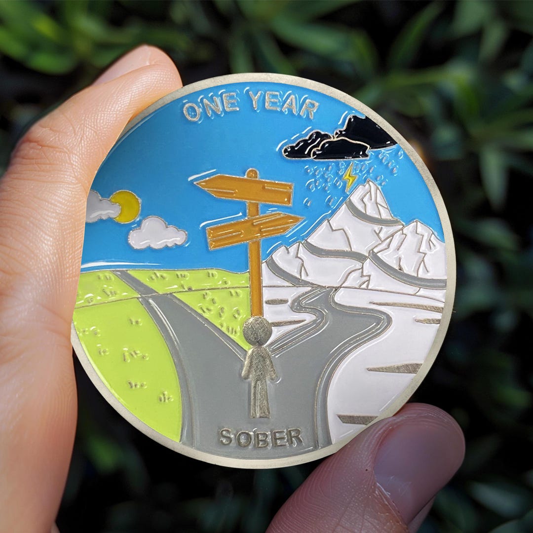 1 Year Sober Coin AA Tokens, Alcoholics Anonymous Coin Recovery ...