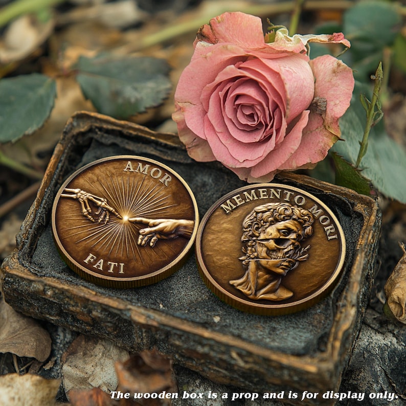 Amor Fati Skull Challenge Coin, Daily Stoicism Reminder Token Memento ...