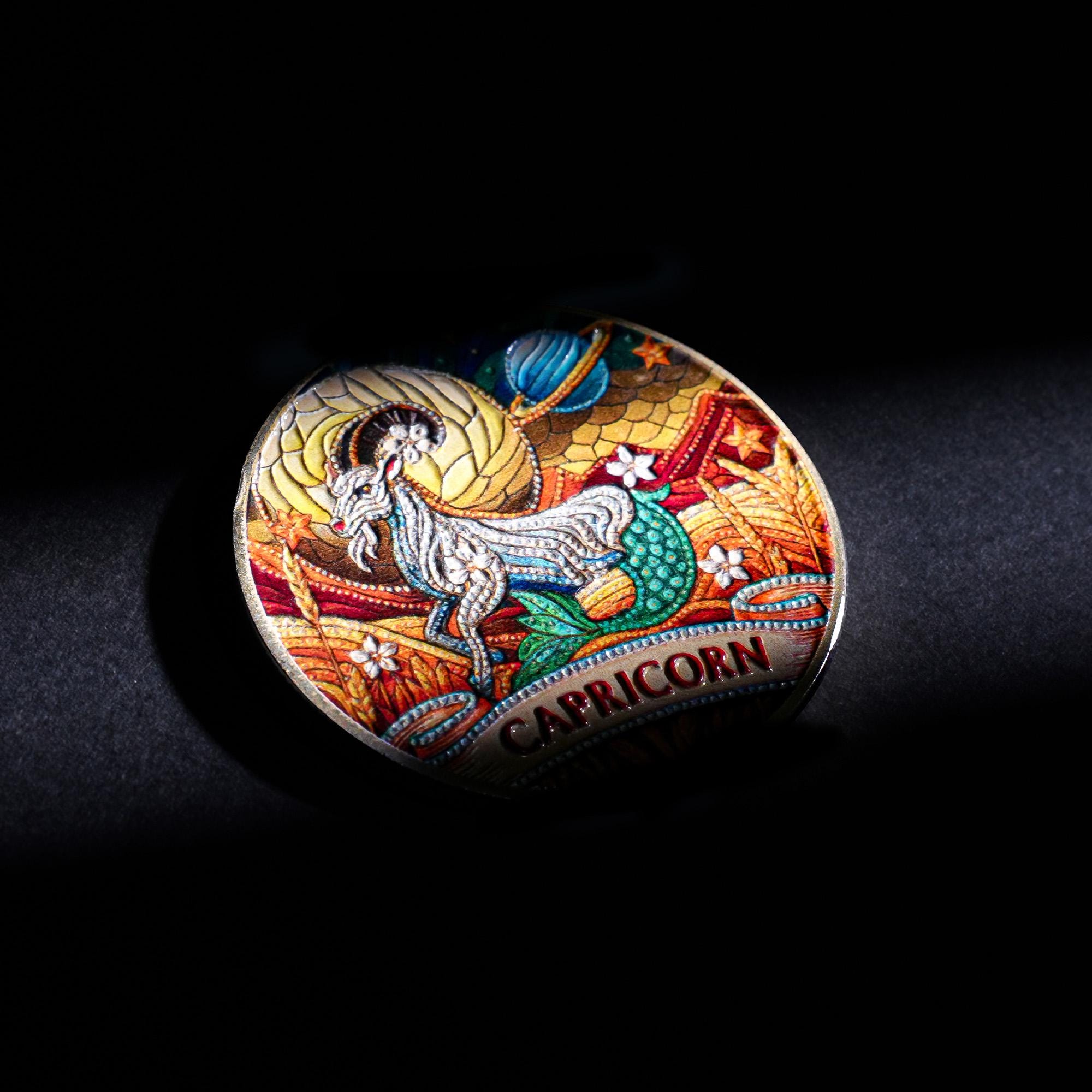 12 Zodiac Commemorative Coin Set, Astrology Art Medallion Collection ...