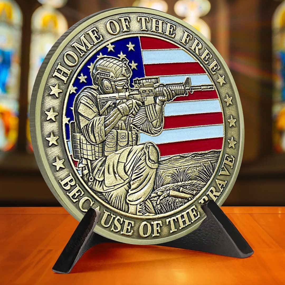 Military Veterans Challenge Coin Frontline Soldier Coins American Flag ...