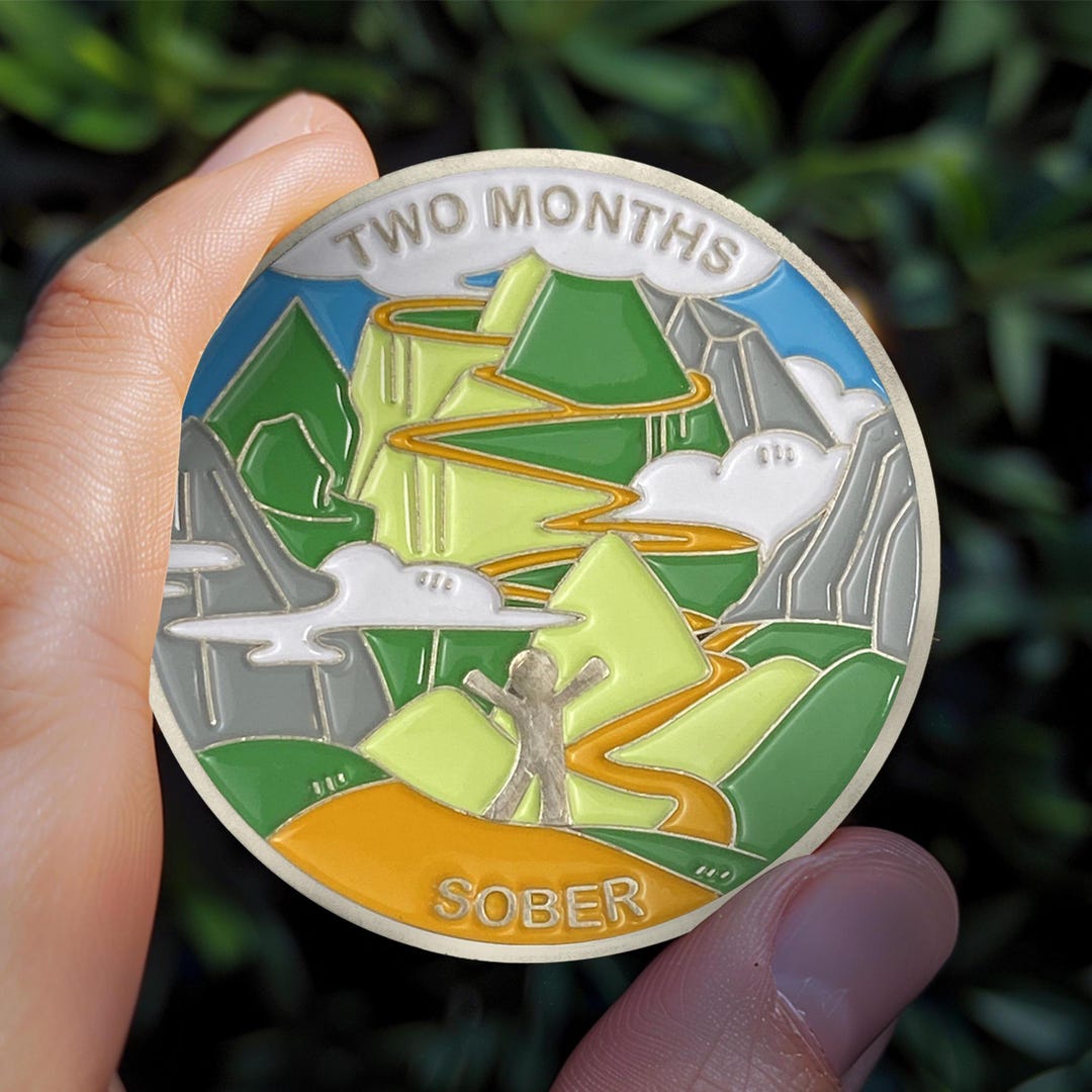 2 Months Sobriety Coin, Serenity Prayer AA Chip Celebration Medal ...