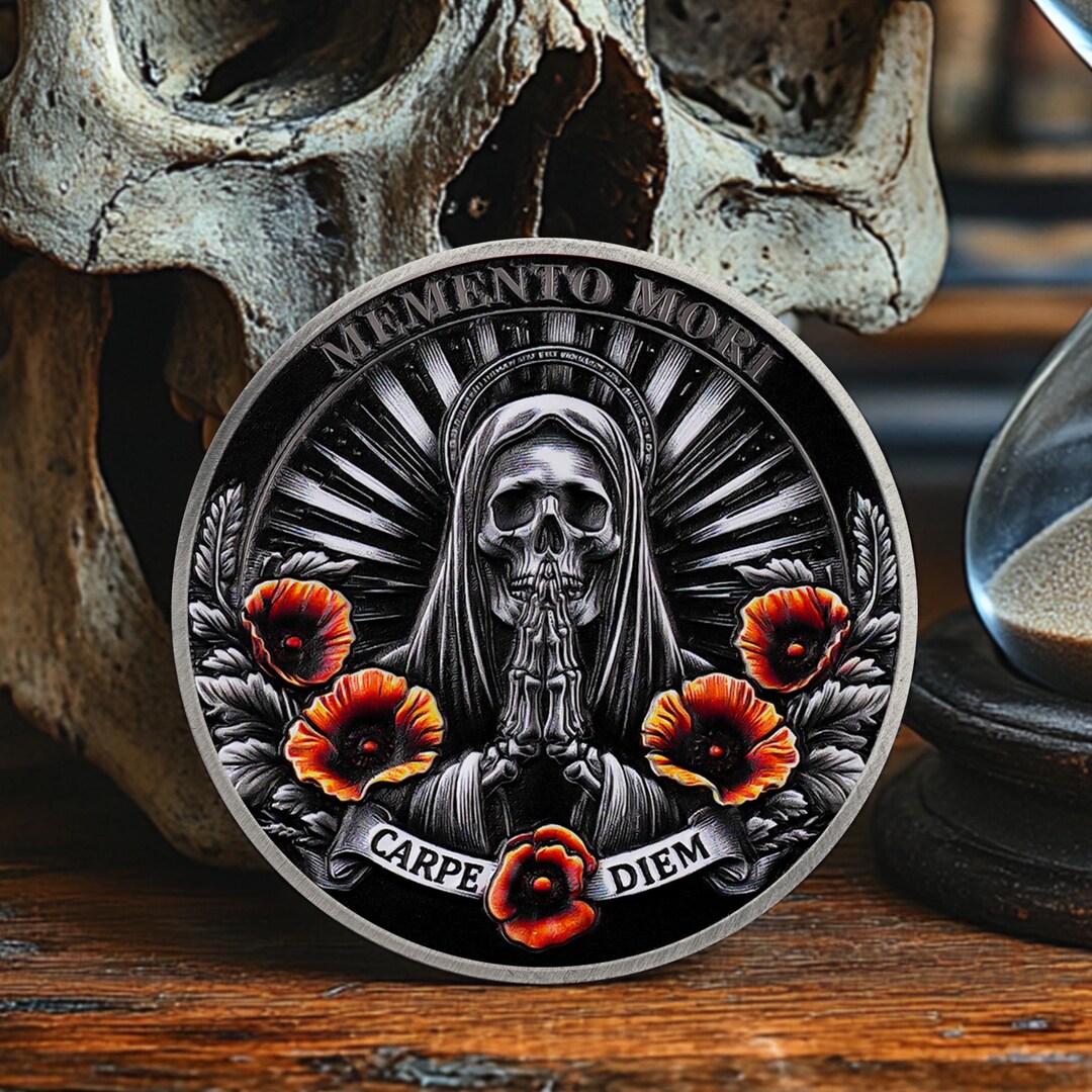 Memento Mori Vivere Challenge Coin, Prayer Life Philosophical Gift - Etsy