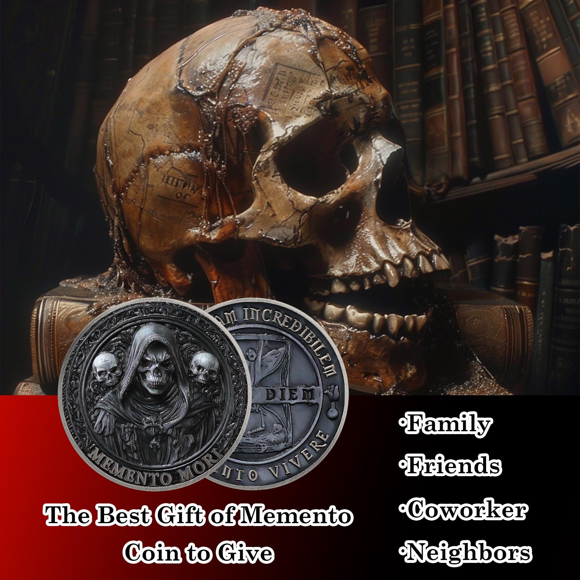 Memento Vivere Challenge Coin Grim Reaper, Hourglass Token Stoic Gift ...