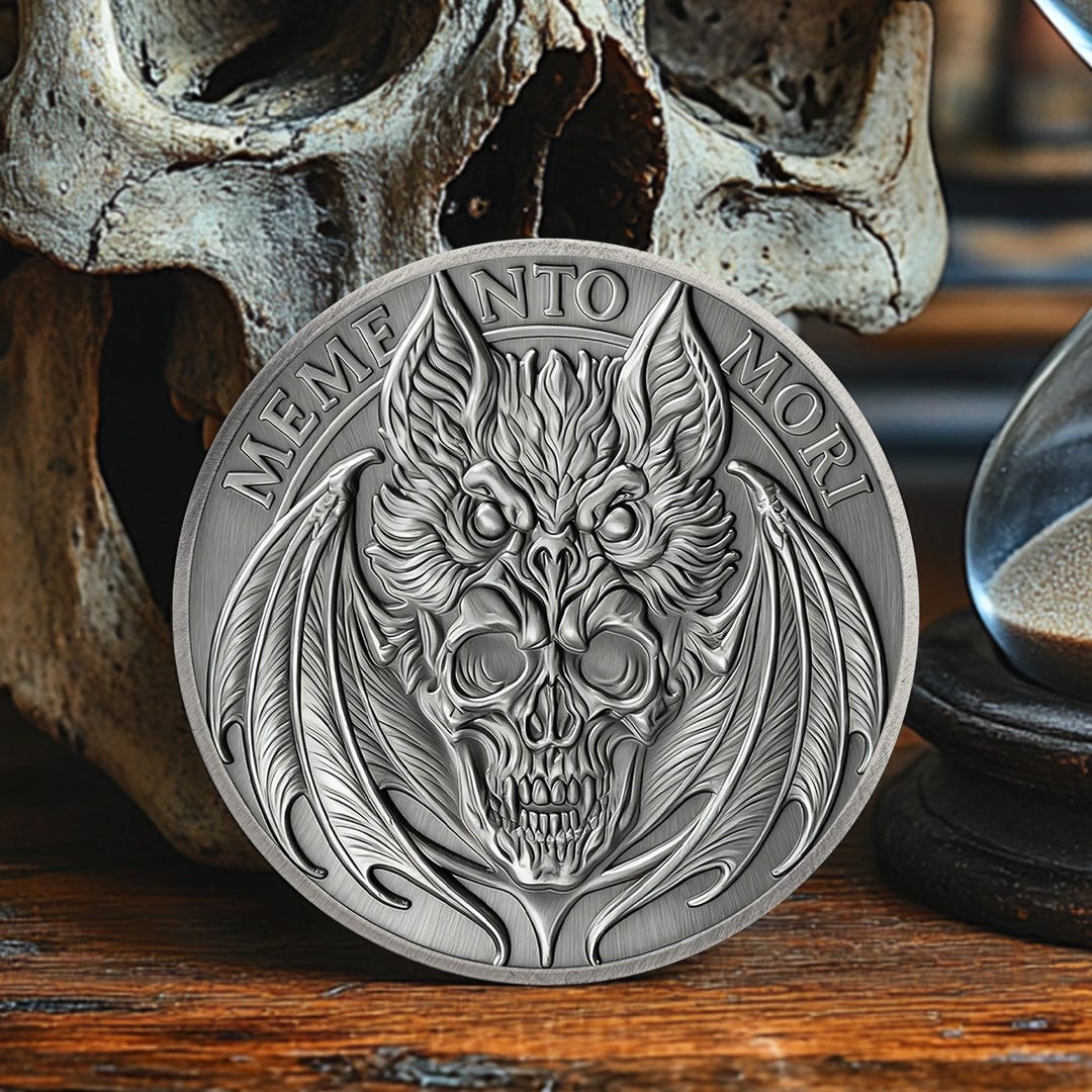 Memento Mori Coin, Bat Skull Daily Stoic Gift - Etsy