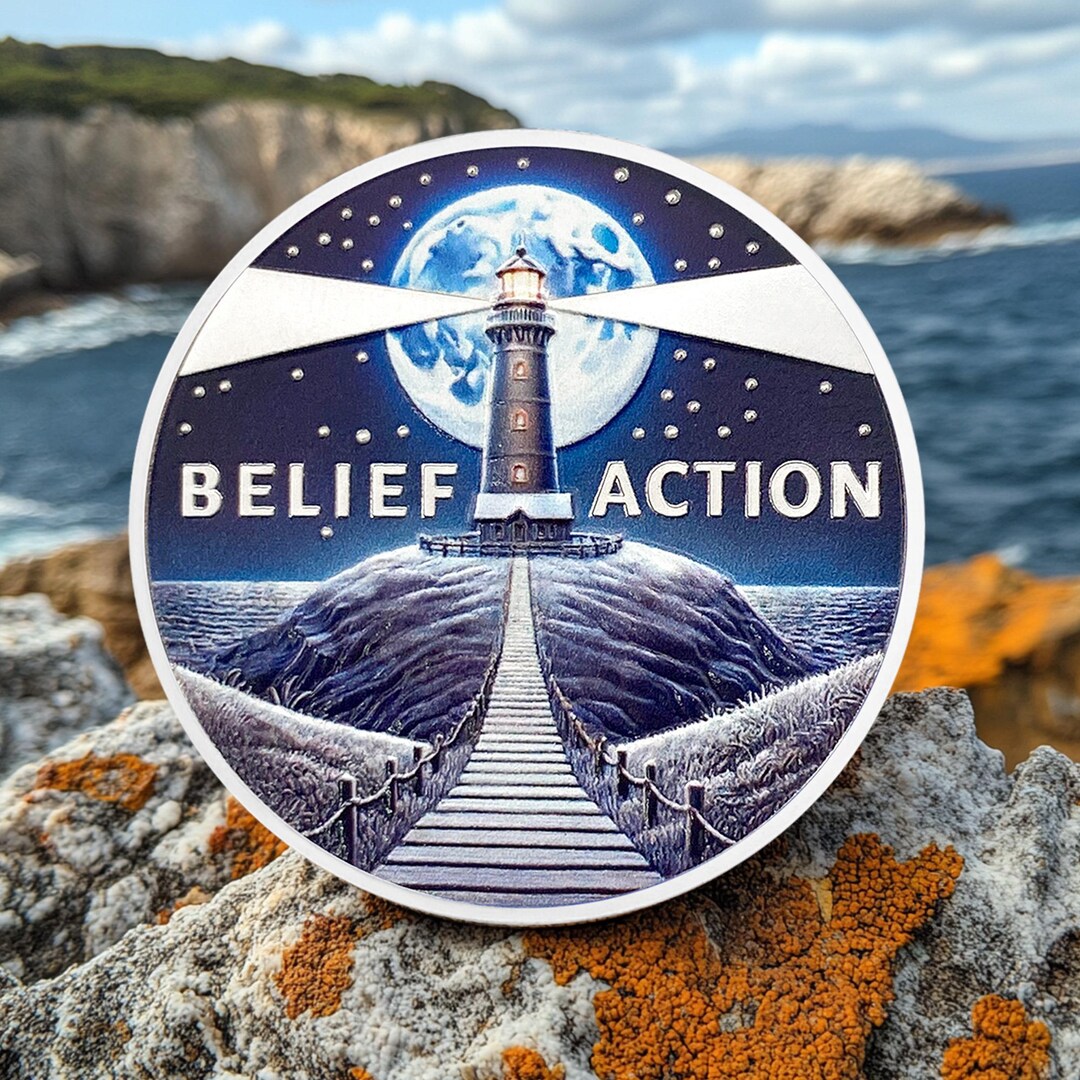 Challenge Coin Bridges and Lighthouses, Motivational Chip Pocket Token ...