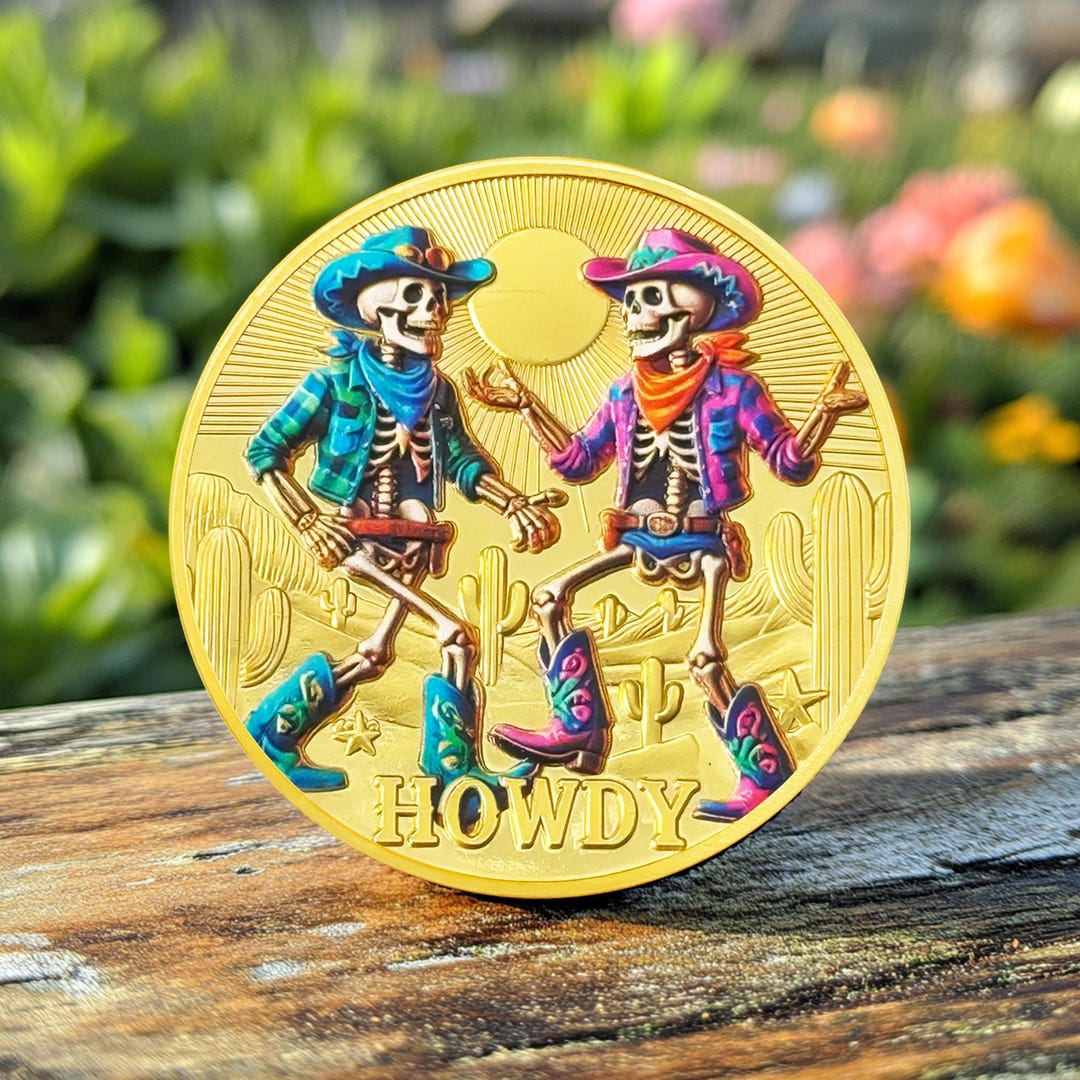 Customizable AA Coin Cowboy Skull, One Day at A Time Inspirational ...