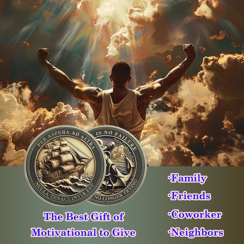 Motivational Challenge Coin per Aspera Ad Astra, Ship Medallion ...