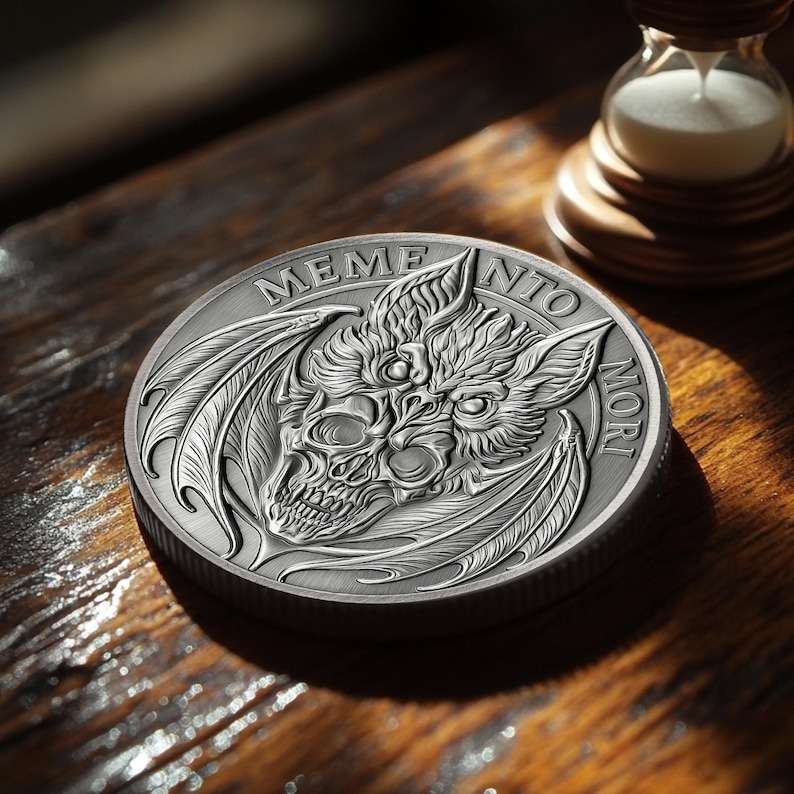 Memento Mori Coin, Bat Skull Daily Stoic Gift - Etsy