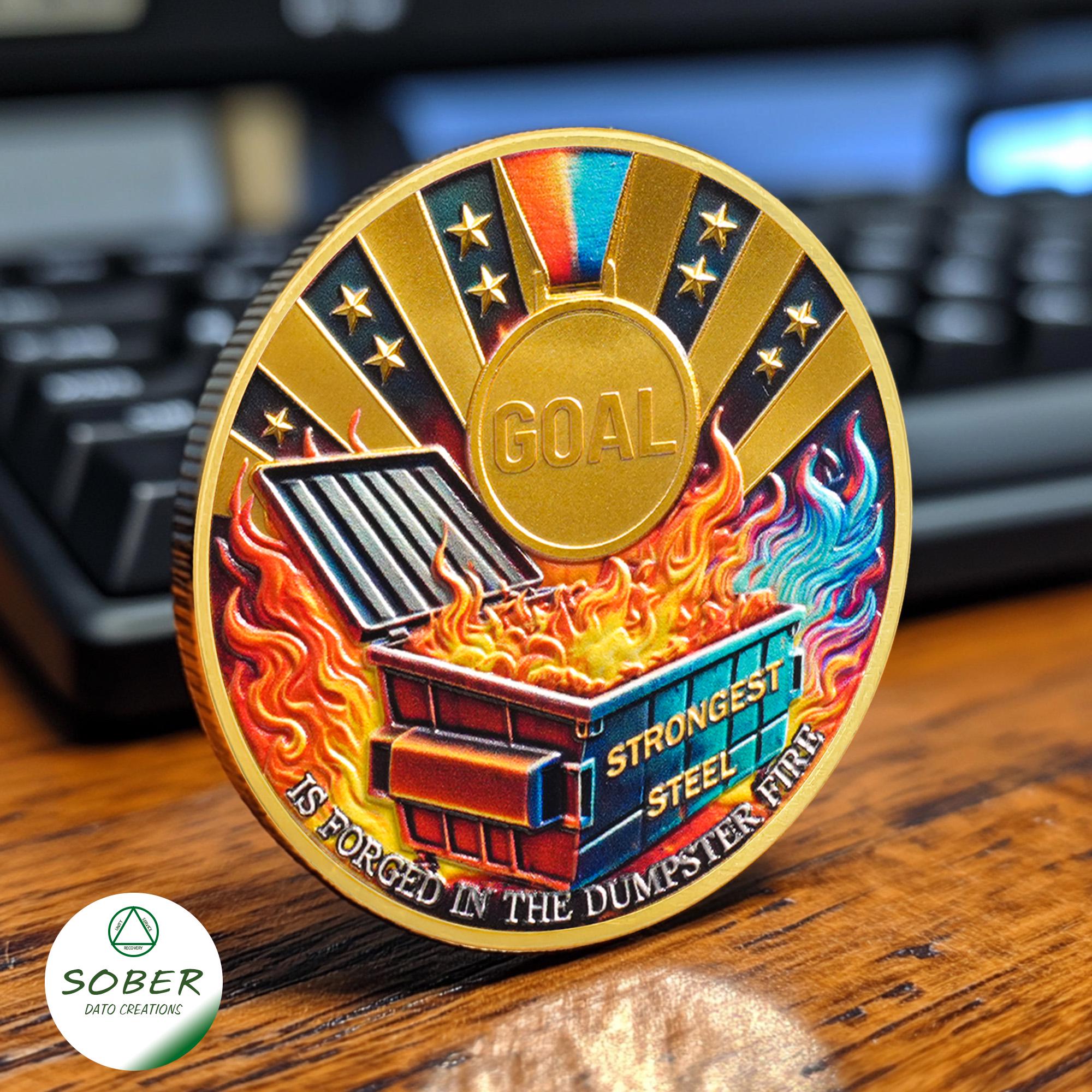 Dumpster Fire Challenge Coin Motivational Desk Decor Inspirational Gift ...