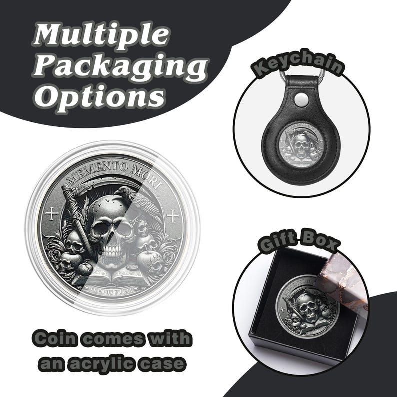 Memento Mori Challenge Coin, Skull Hourglass Token Inspirational ...