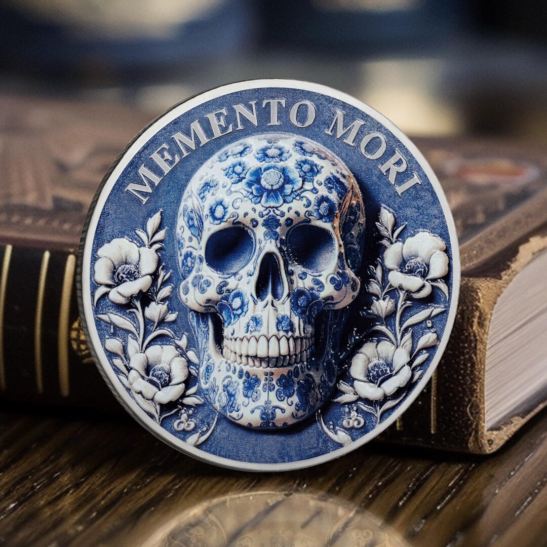 Memento Mori Motivational Coin, Cool Florid Skeleton Inspirational ...