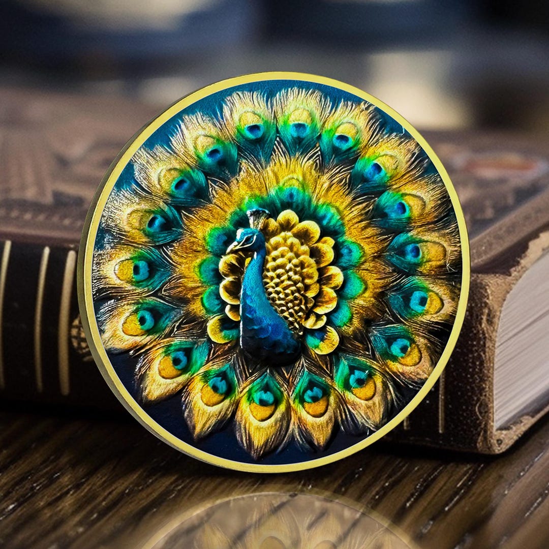 Challenge Coin the Peacock, Motivation Chip Daily Reminder Pocket Token ...