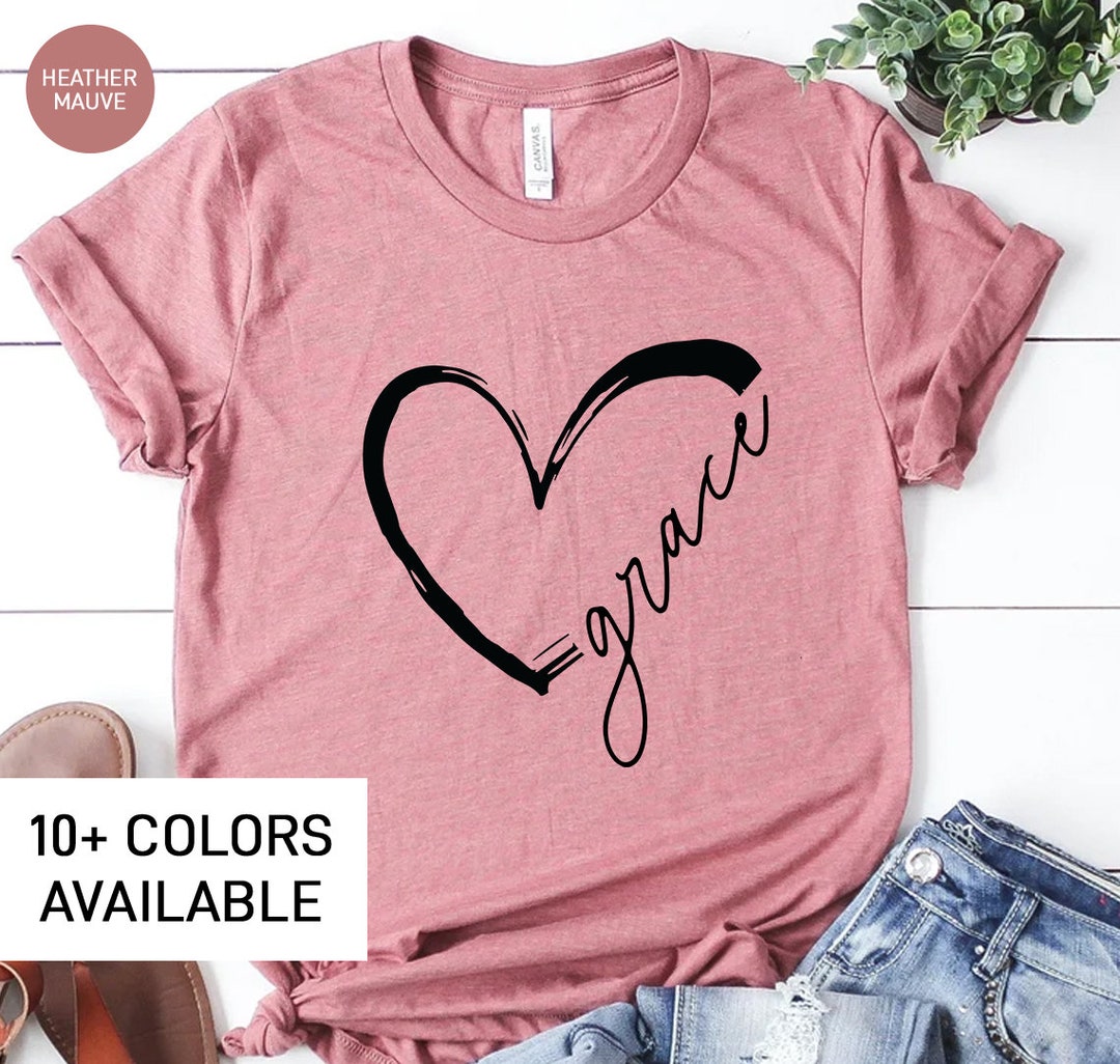 Grace Shirt for Women, Cute Grace Heart T-shirt for Her, Religious Gift ...